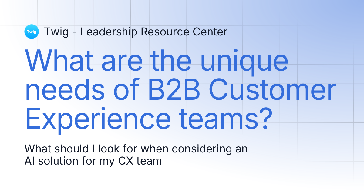 What are the unique needs of B2B Customer Experience teams? | Twig ...